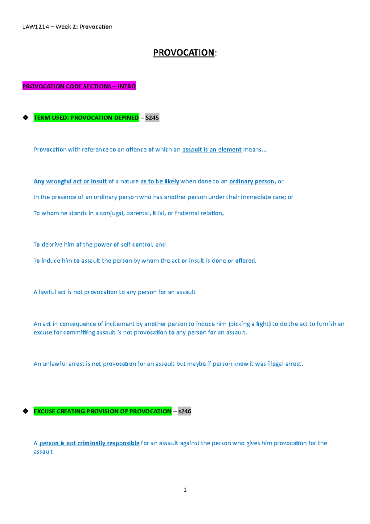 1214 - WEEK 2 - PROVOCATION LECTURE NOTES - PROVOCATION: PROVOCATION ...
