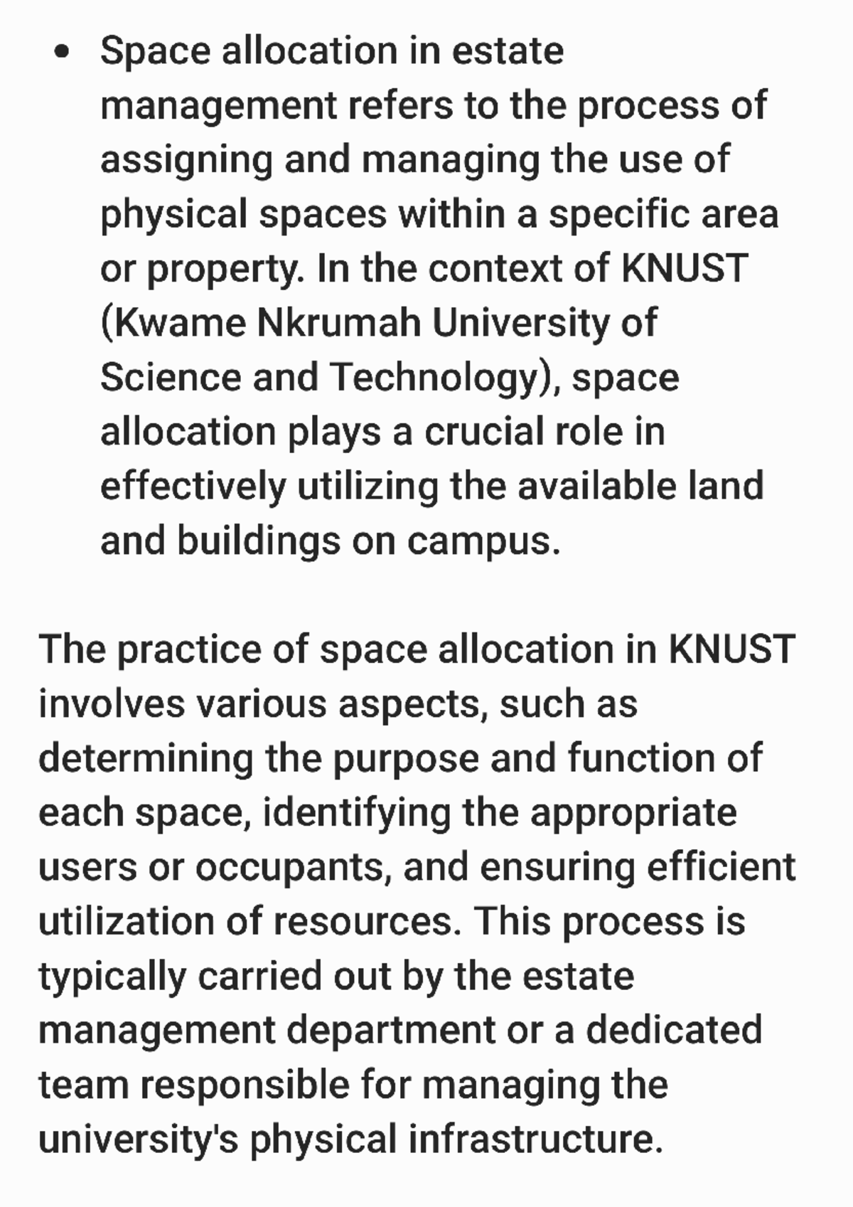 Space allocation - Estate Management - Studocu