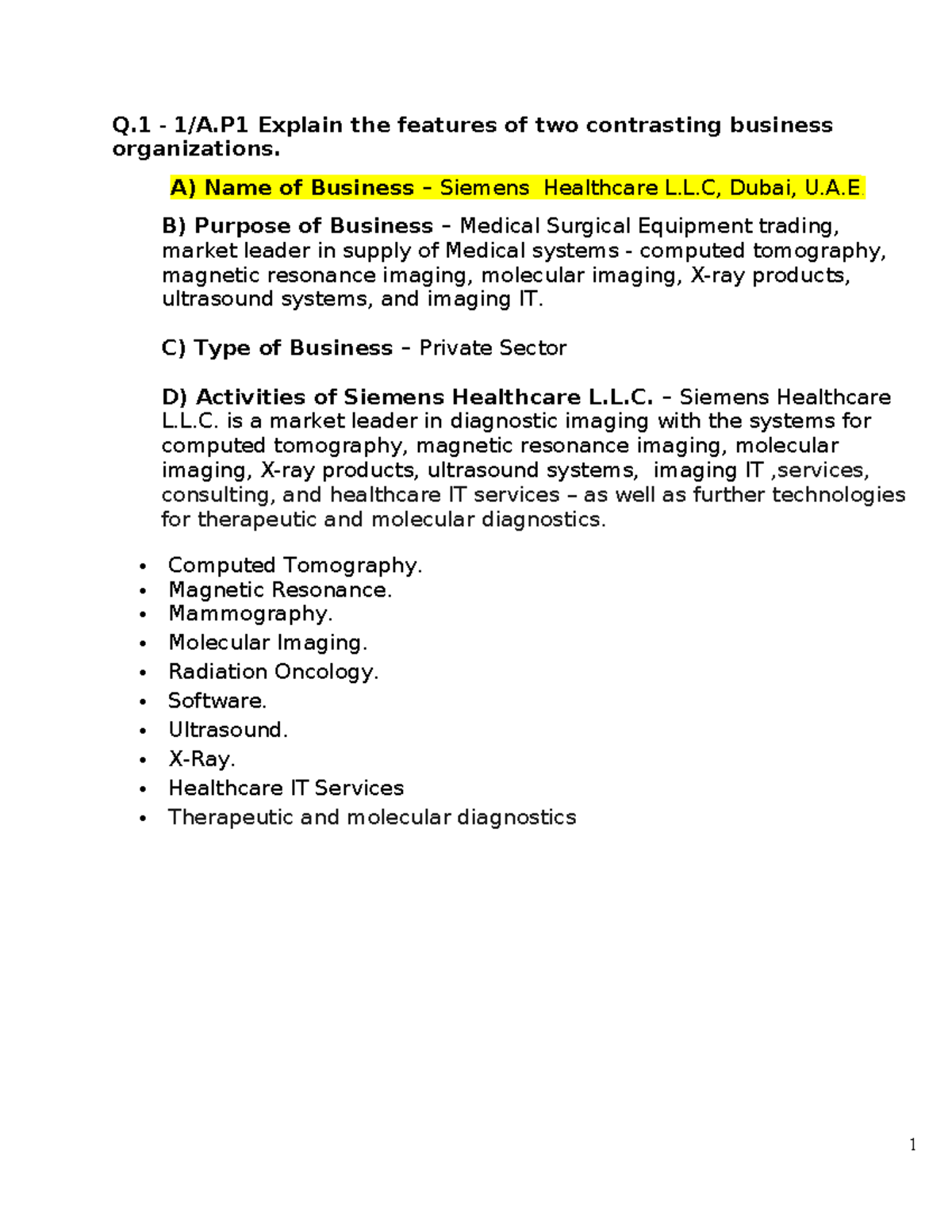 SHS Business Organization 2023-11-13 - Q - 1/A Explain the features of ...