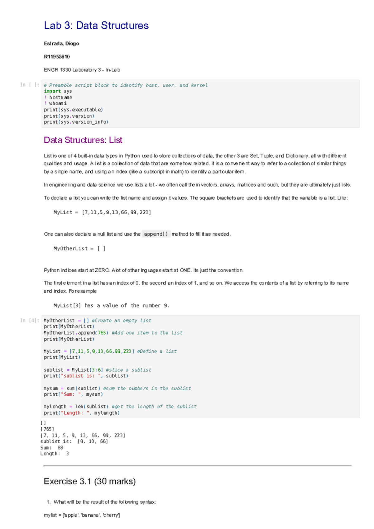 Lab003 - lab - Lab 3: Data Structures Estrada, Diego R ENGR 1330 Laboratory 3 - In-Lab Preamble ...
