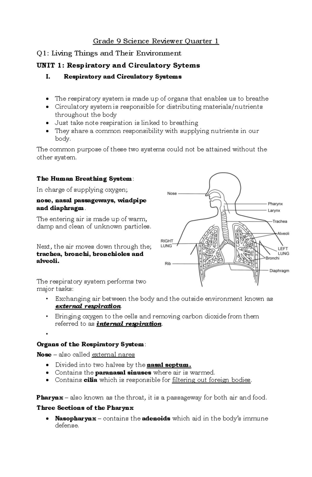 Science Reviewer 9 - Quarter exam - Grade 9 Science Reviewer Quarter 1 ...