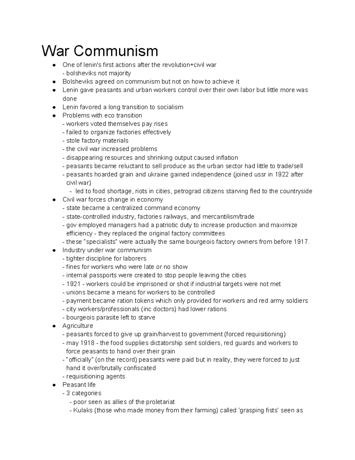 essay titlesssss - War Communism One of lenin's first actions after the ...