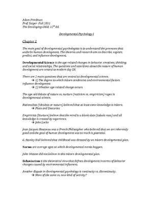 Developmental Psychology Cheat Sheet - Things to Memorize (1 ...