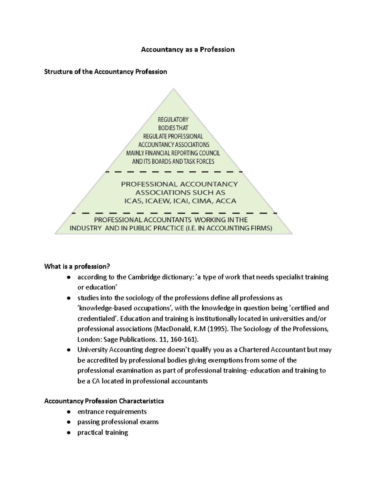 Accounting as a Profession lecture notes - Accountancy as a Profession ...