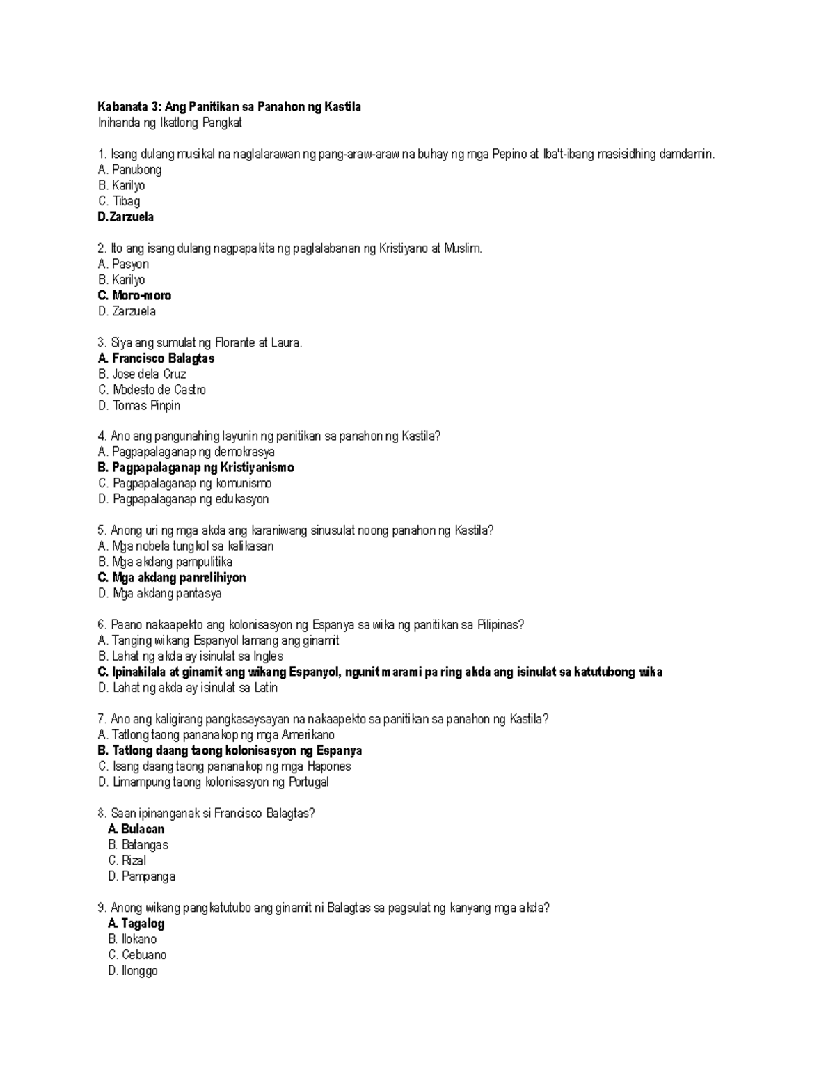 Ikatlong Pangkat - This is a summary of a lecture - Kabanata 3: Ang ...