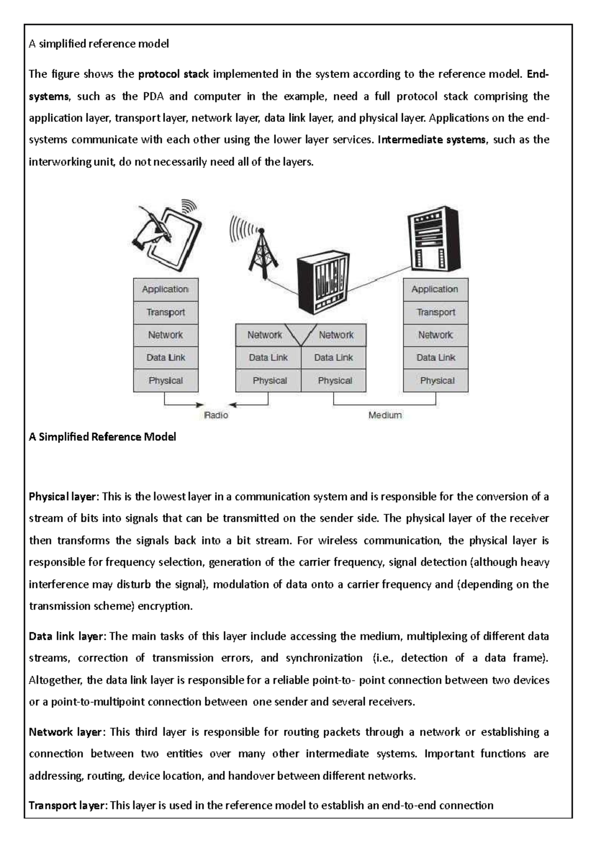 Notes 1 - Networking - A simplified reference model The figure shows ...