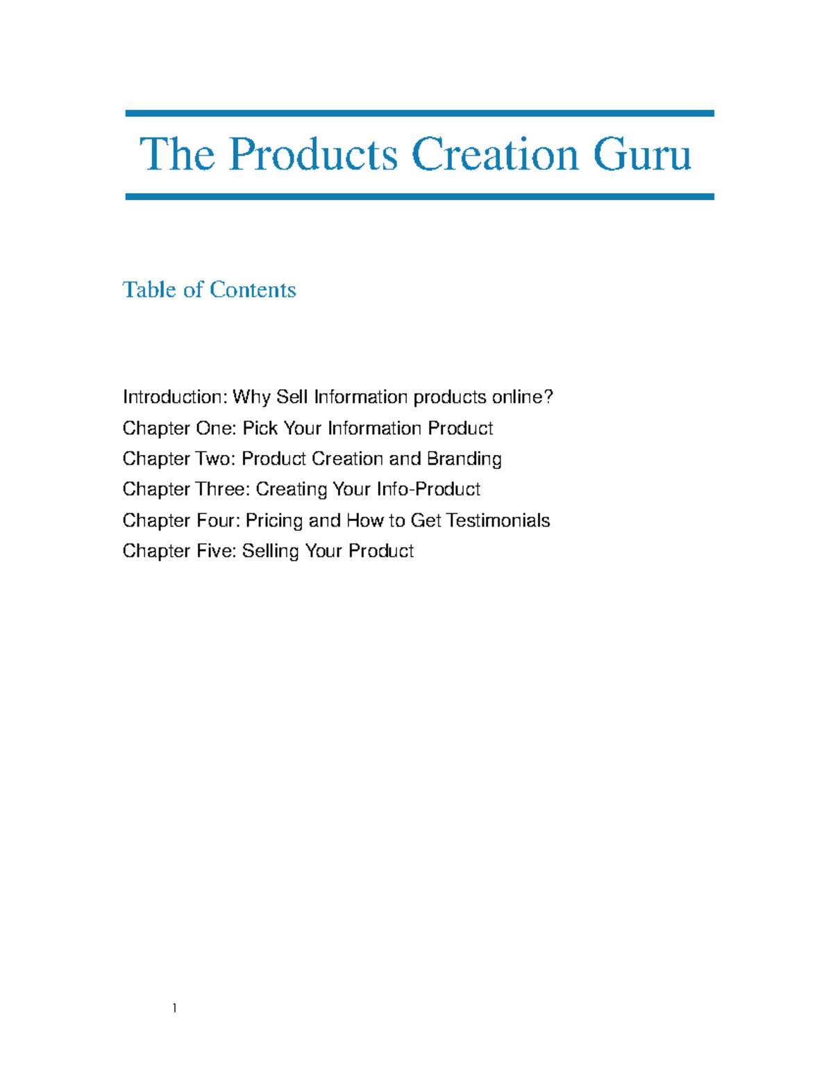 The Product Creation Guru - The Products Creation Guru Table of ...