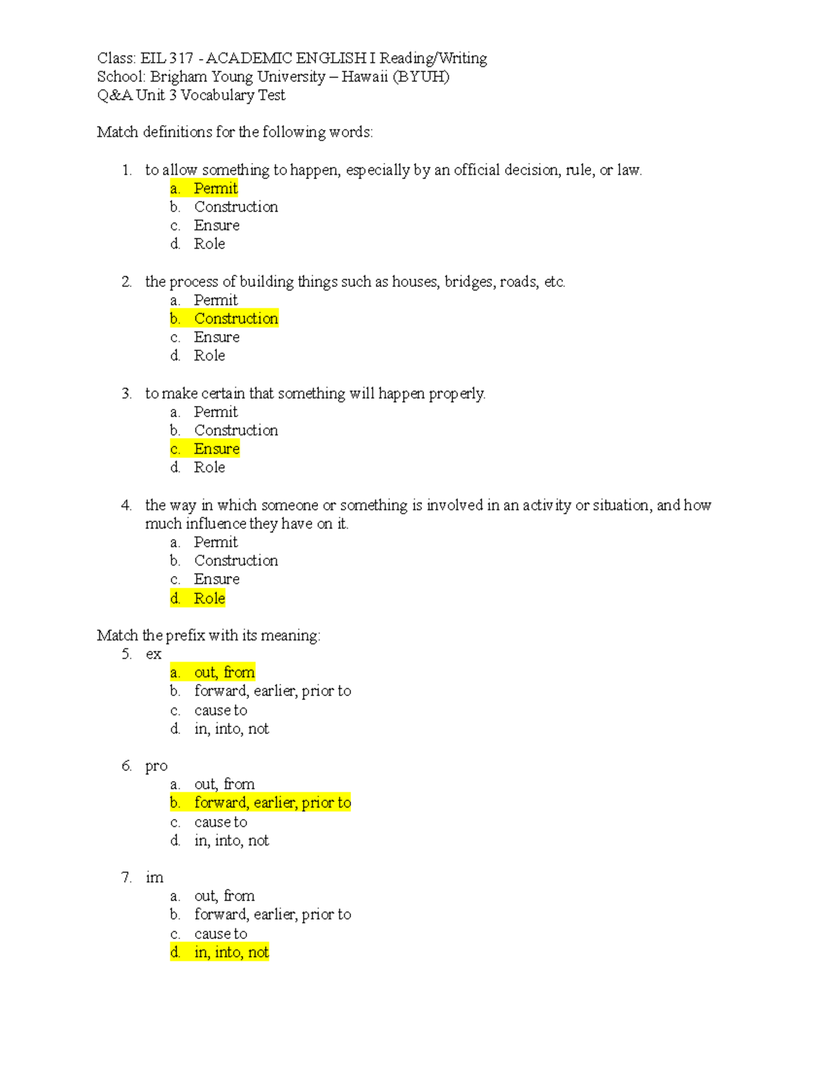 EIL 317 - Academic English I Reading:Writing - BYU-H (Unit 3 Vocabulary ...