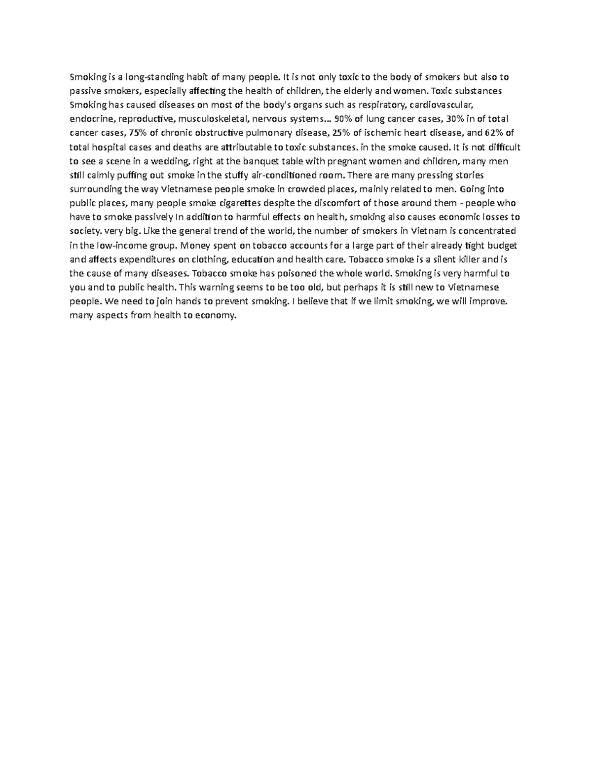 Smoking - bài tập writing - Smoking is a long-standing habit of many ...