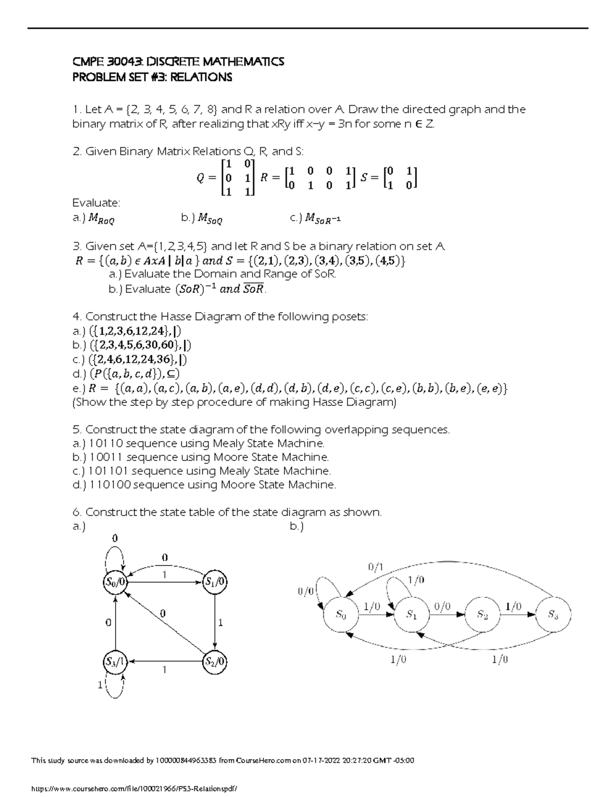 PS3 Relations - hope it helps - CMPE 30043: DISCRETE MATHEMATICS ...