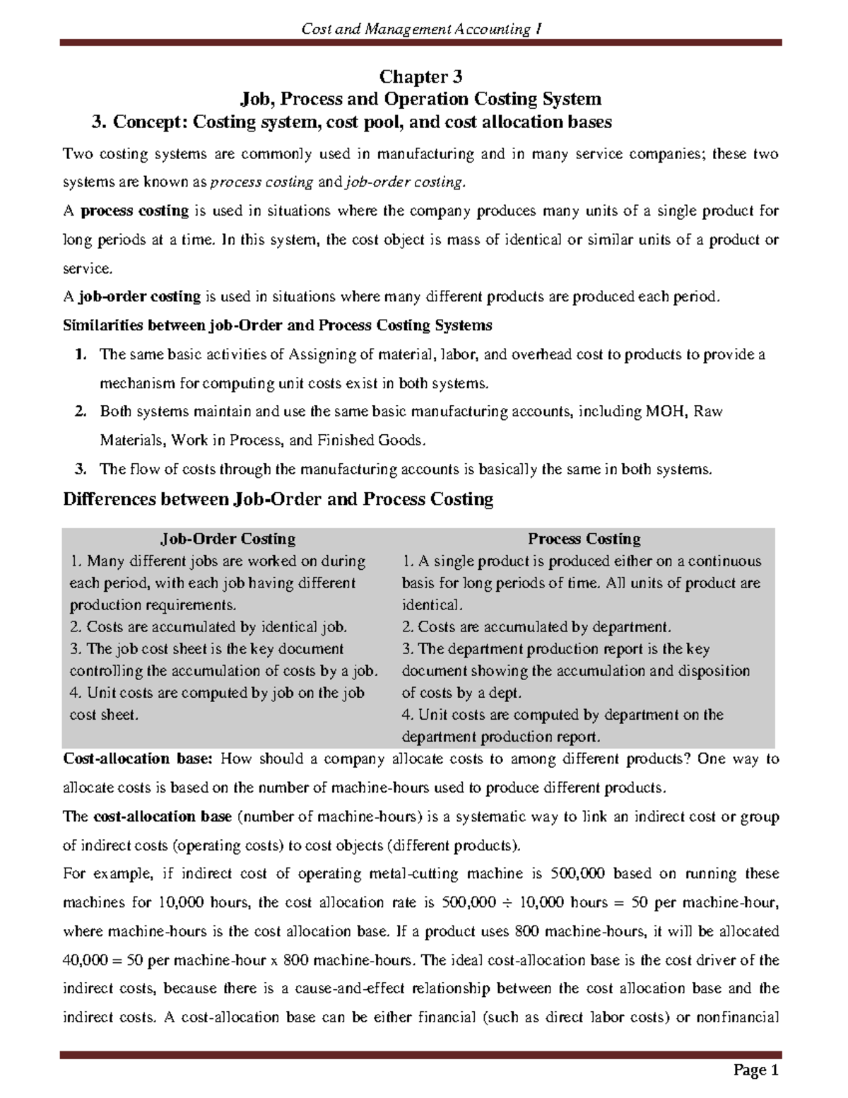 Chapter 3 CMA - best - Chapter 3 Job, Process and Operation Costing ...