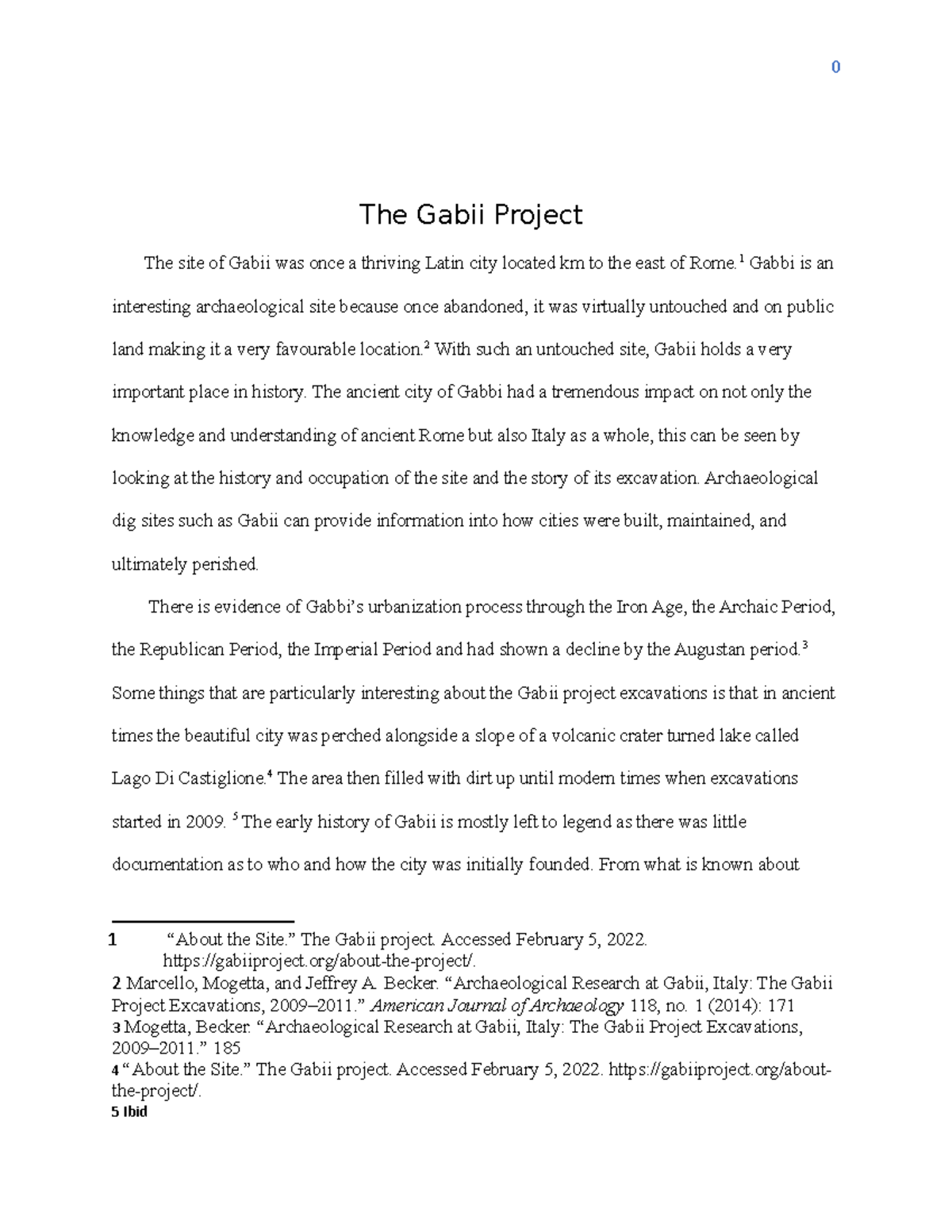 Roman Archeology Site Report - The Gabii Project The site of Gabii was ...