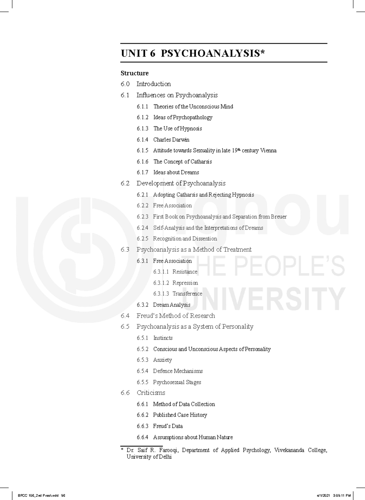 Unit-6 - World history - unit 6 PsyChoanalysis* structure 6 ...