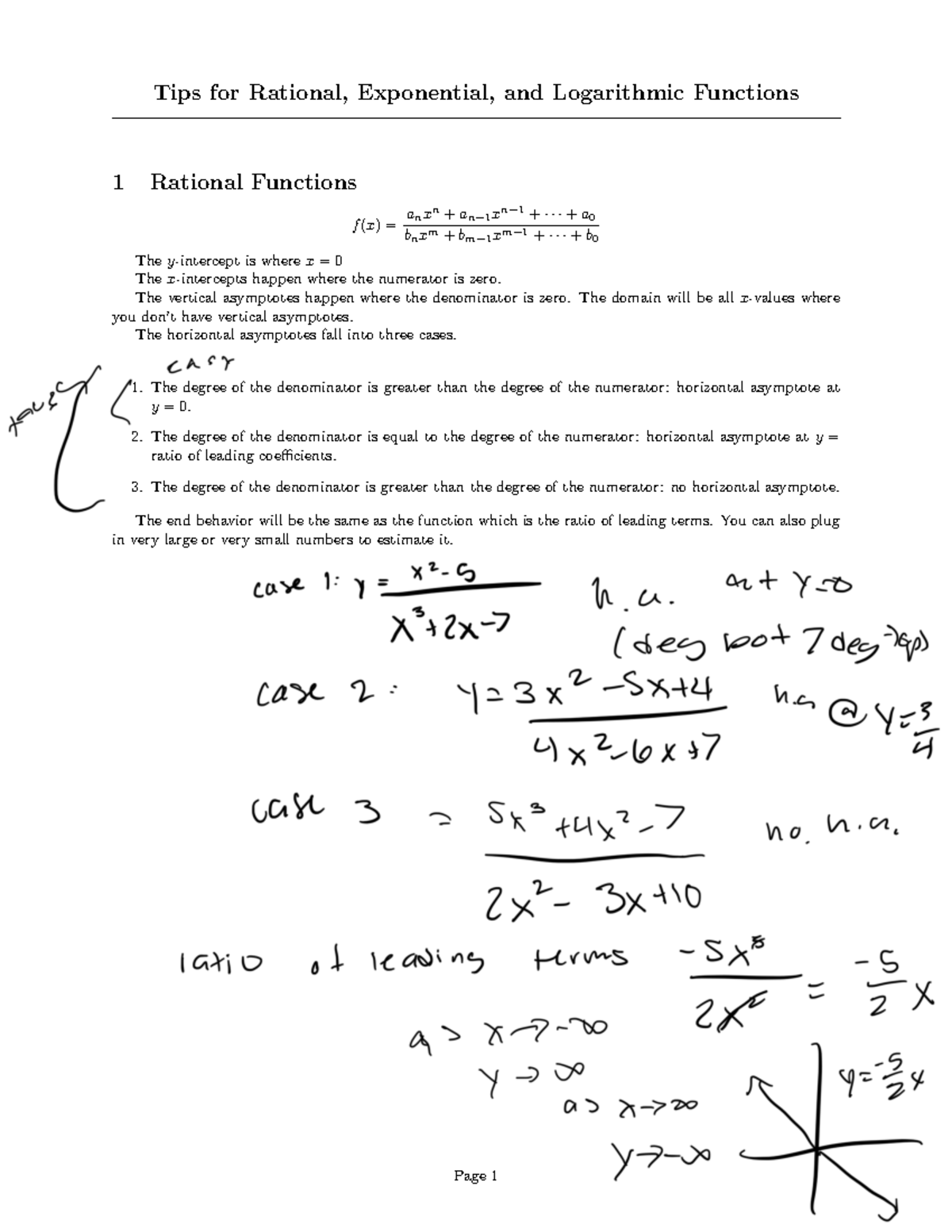 Tips for Rationals, Exponential, and Logarithmic Functions - The ...