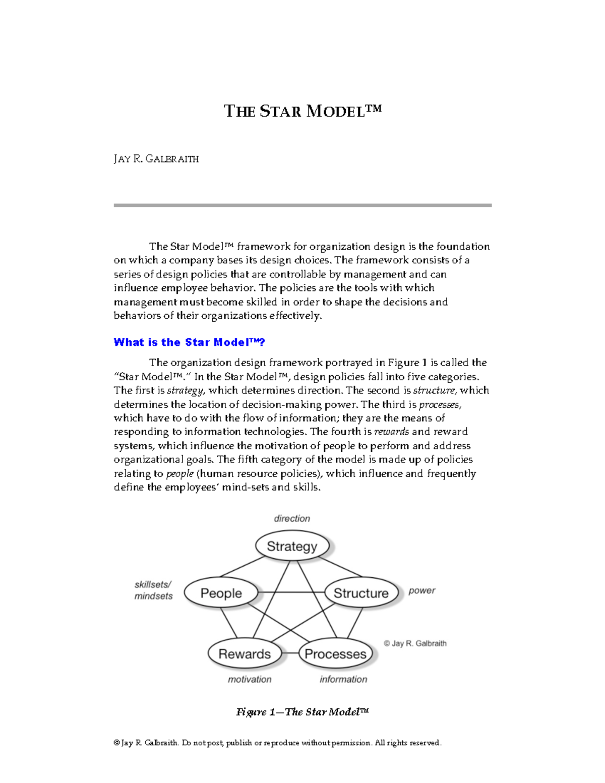 The Star Model - THE STAR MODEL™ JAY R. GALBRAITH The Star Model ...