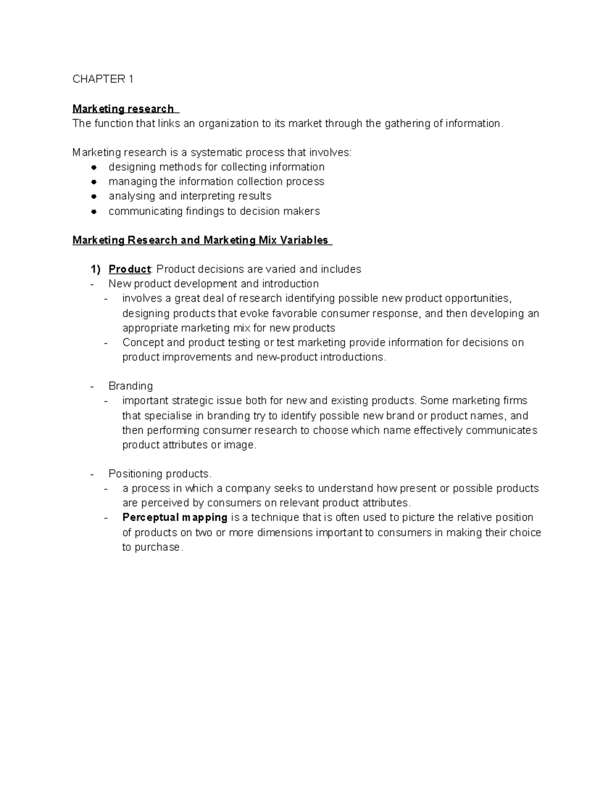 MKT390 full exam Notes - CHAPTER 1 Marketing research The function that ...