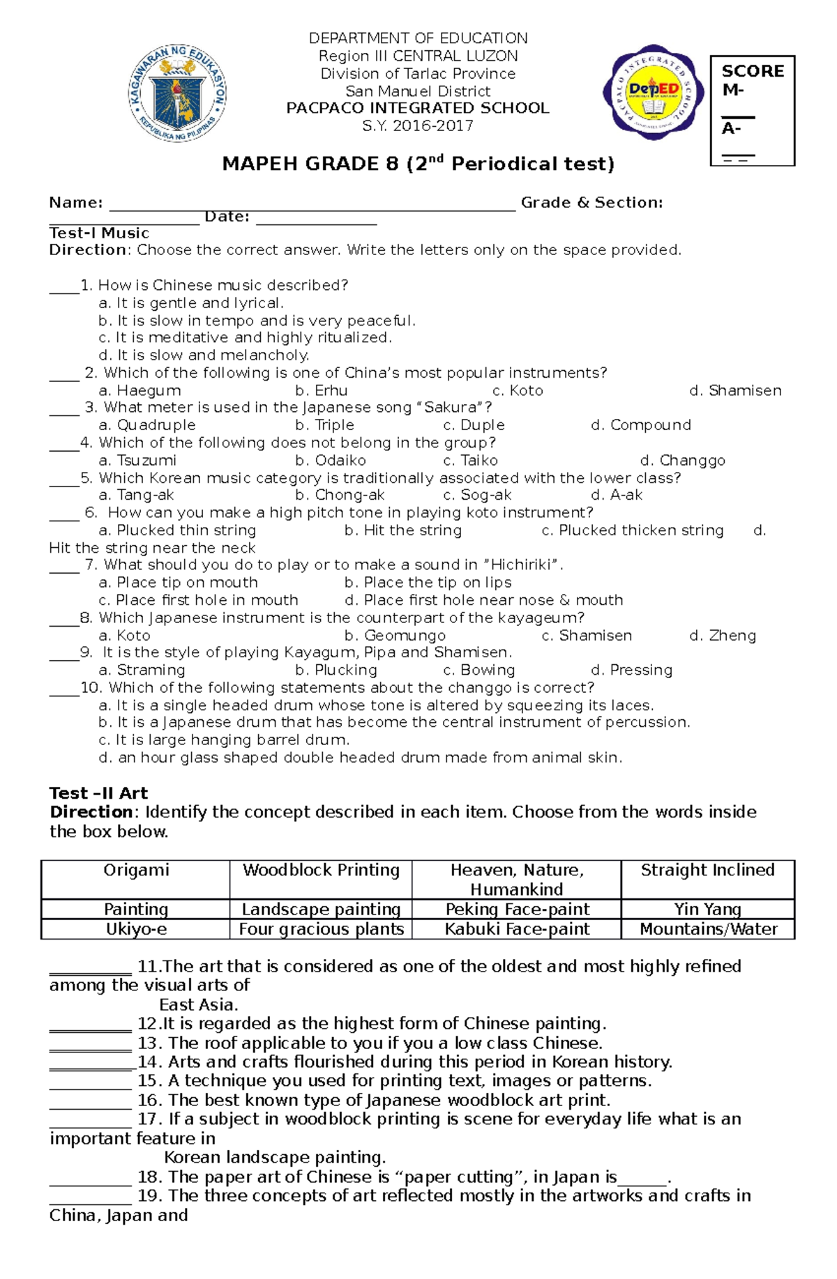 Ilide - MAPHE - DEPARTMENT OF EDUCATION Region III CENTRAL LUZON ...