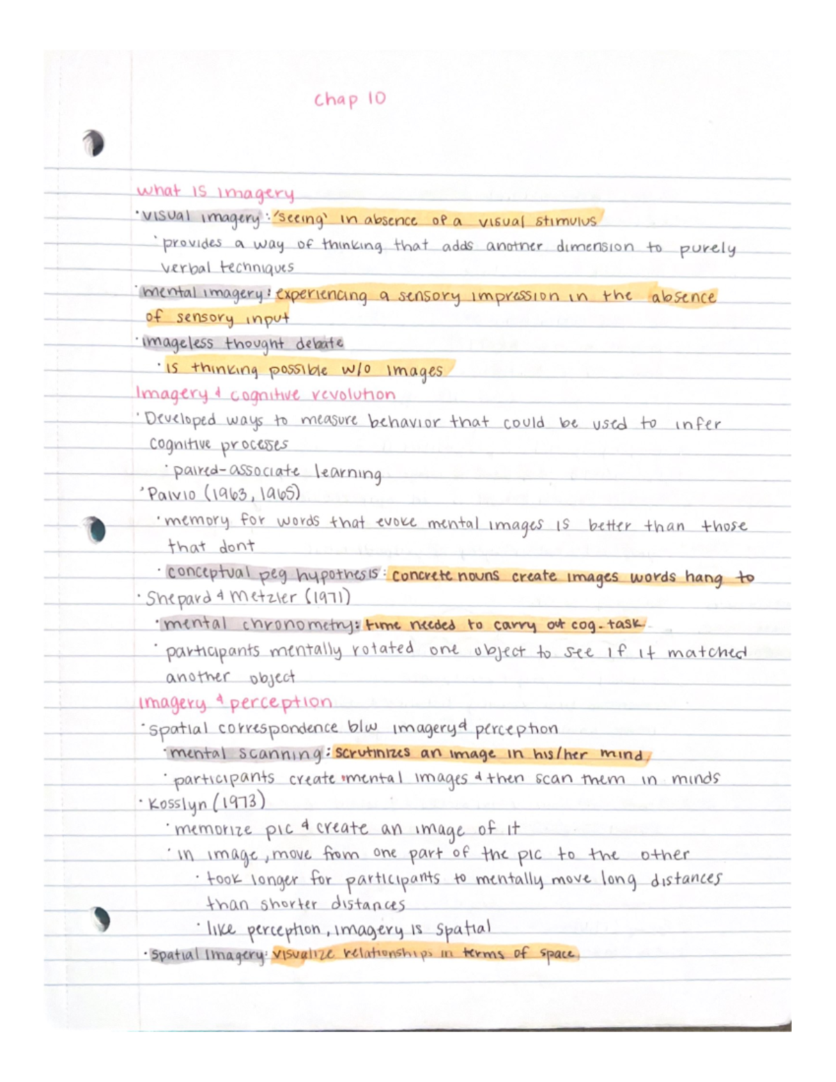 Chapter 10 - Visual Imagery - PSYC 3183 - Studocu