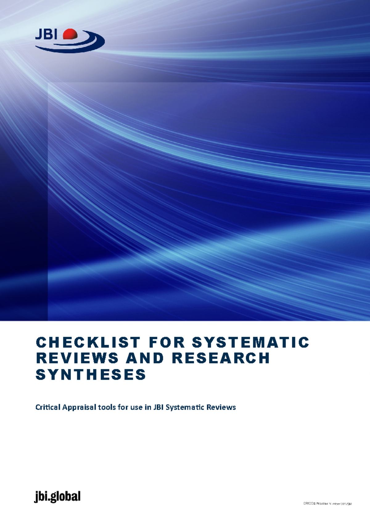 Checklist for Systematic Reviews and Research Syntheses - CHECKLIST FOR ...