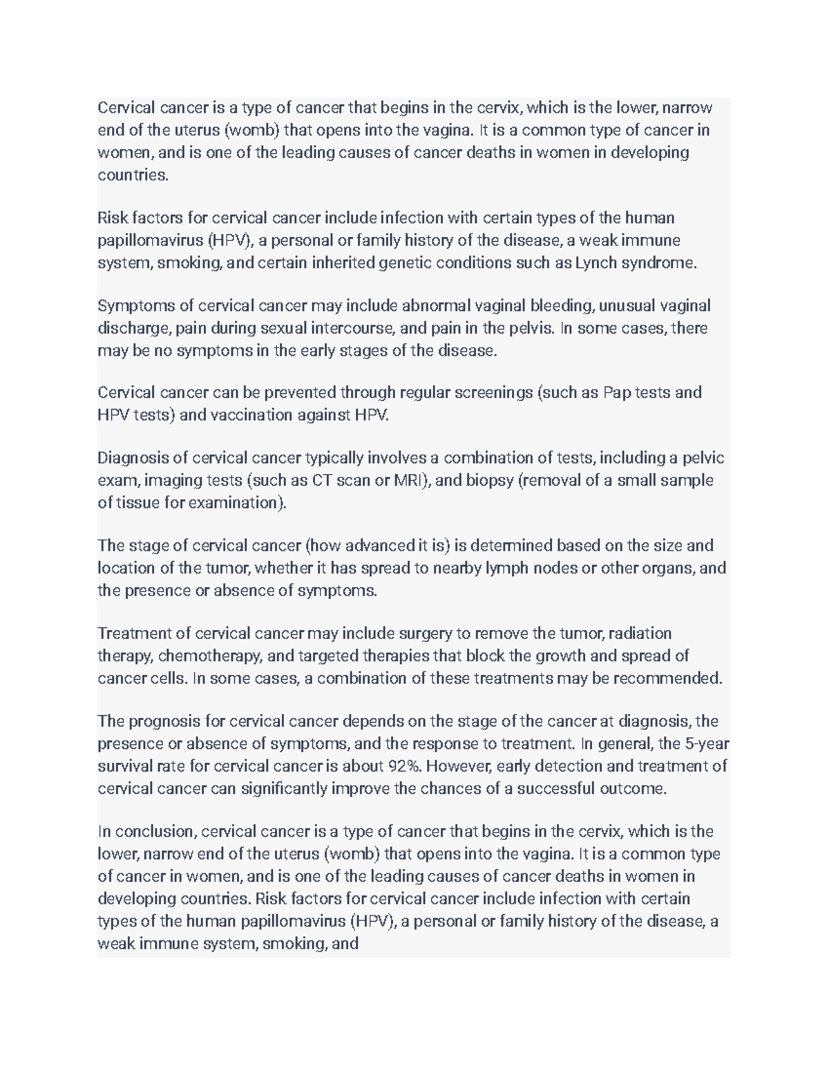 Cervical Cancer - It is a common type of cancer in women, and is one of ...