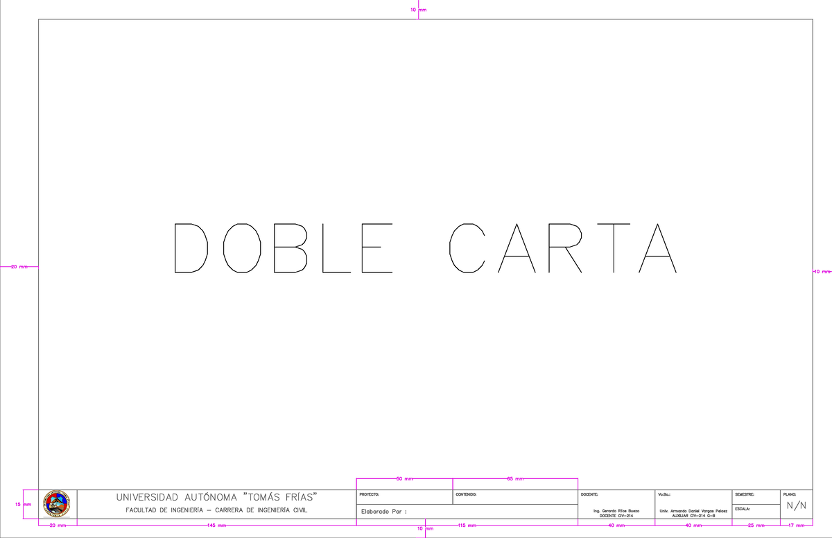 Doble Carta - CARIMBO - 10 mm DOB CAR mm mm 50 mm SEMESTRE: PLANO ...
