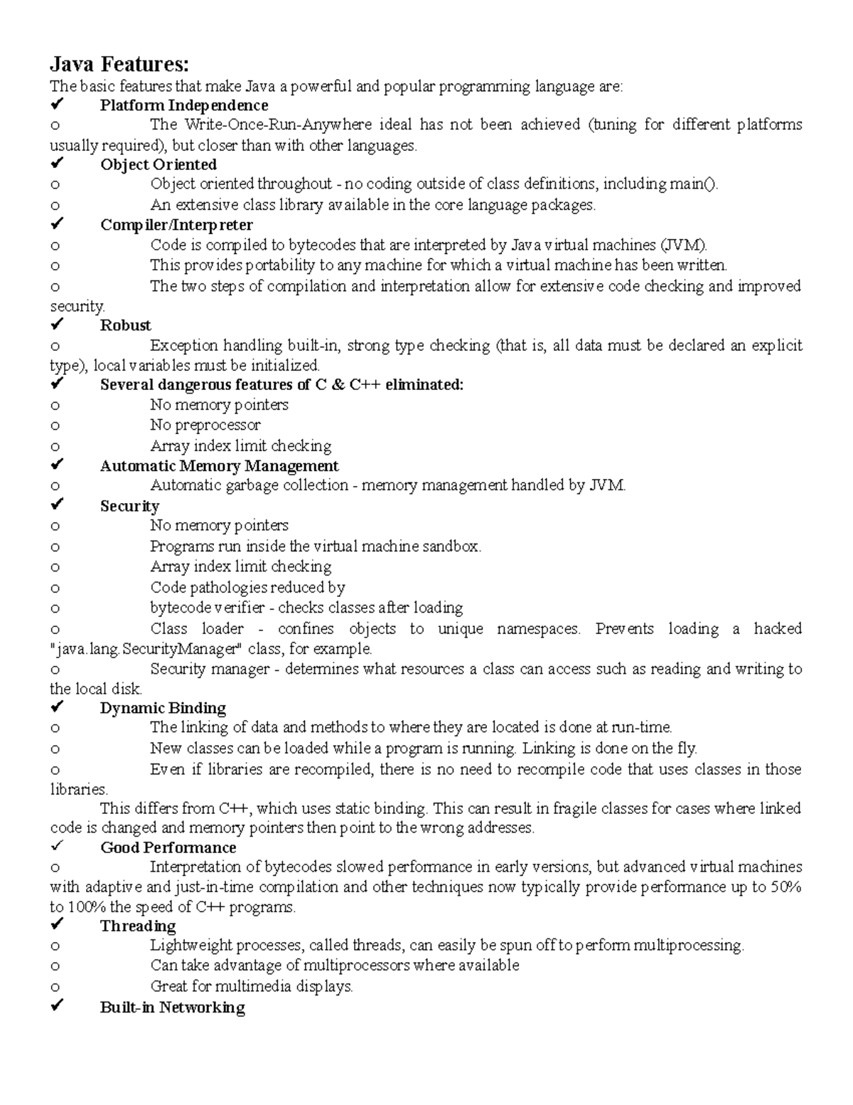 Java Study Materialunit III to V - Java Features: The basic features ...