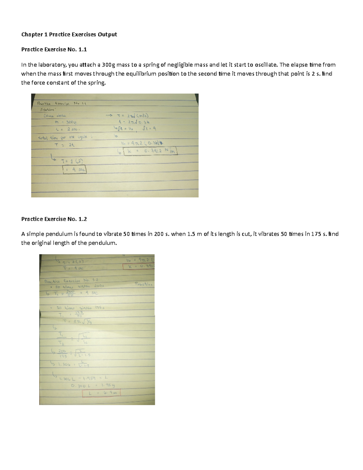 Chapter 1 Practice Exercises Output Chapter 1 Practice Exercises Output Practice Exercise No