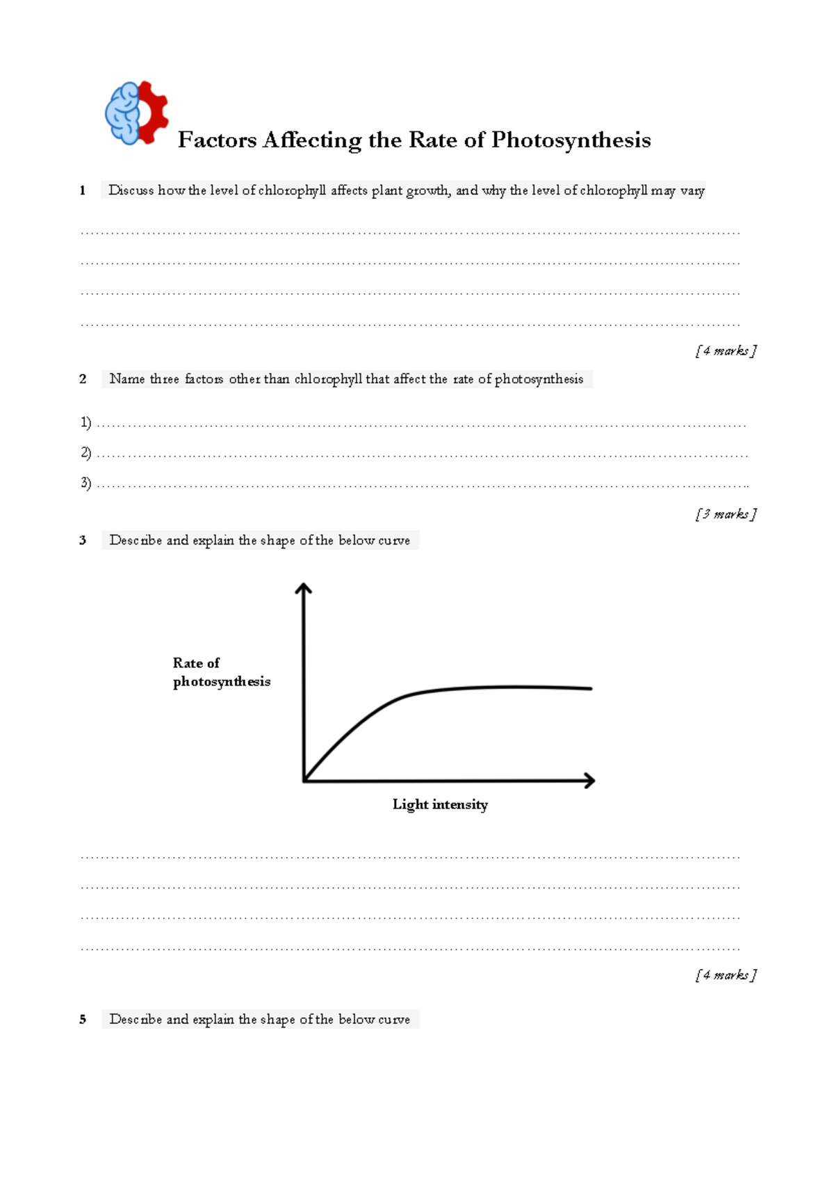 Factors affecting the rate of photosynthesis - - Studocu