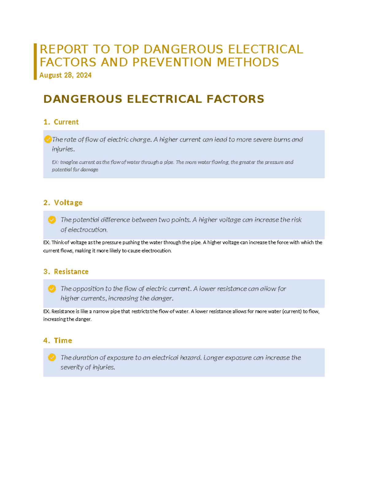 Report TO TOP Dangerous Electrical Factors AND Prevention Methods ...