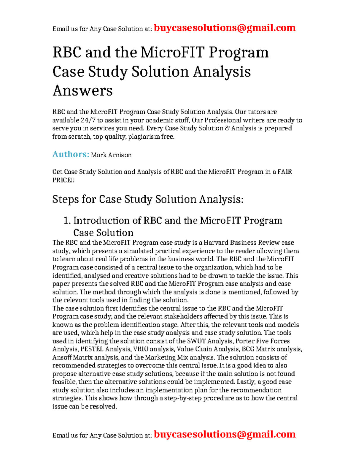 Case Solution RBC and the MicroFIT Program - RBC and the MicroFIT Program Case Study Solution ...