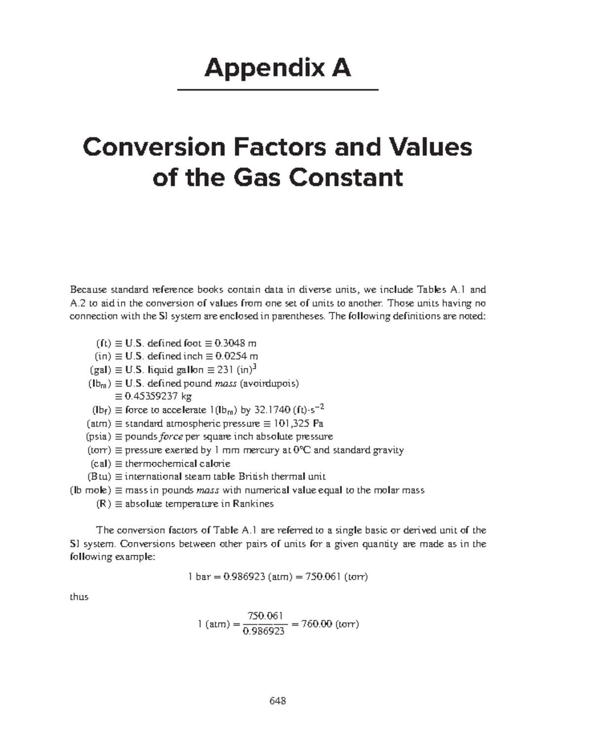 Thermo Appendix A - E - ####### 648 Appendix A Conversion Factors and ...