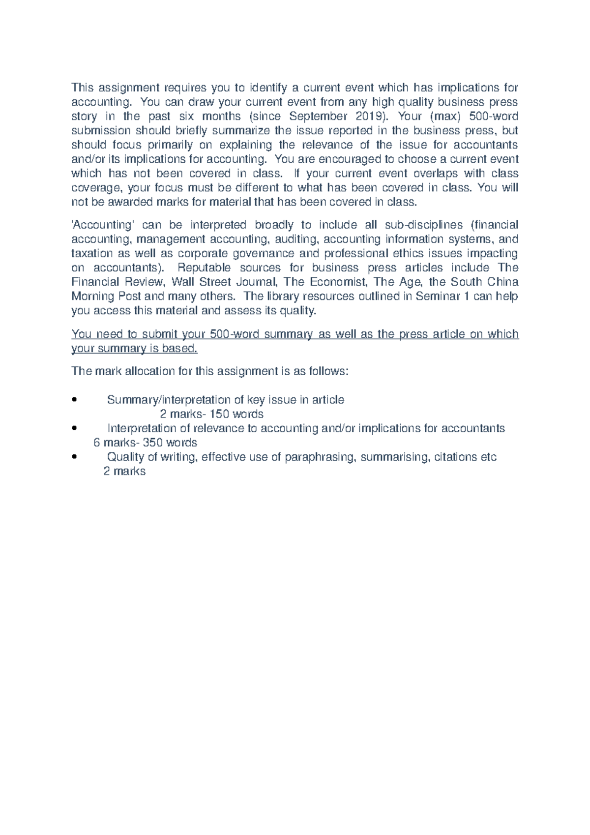 Assignment 1: Current Event Implications - This assignment requires you ...