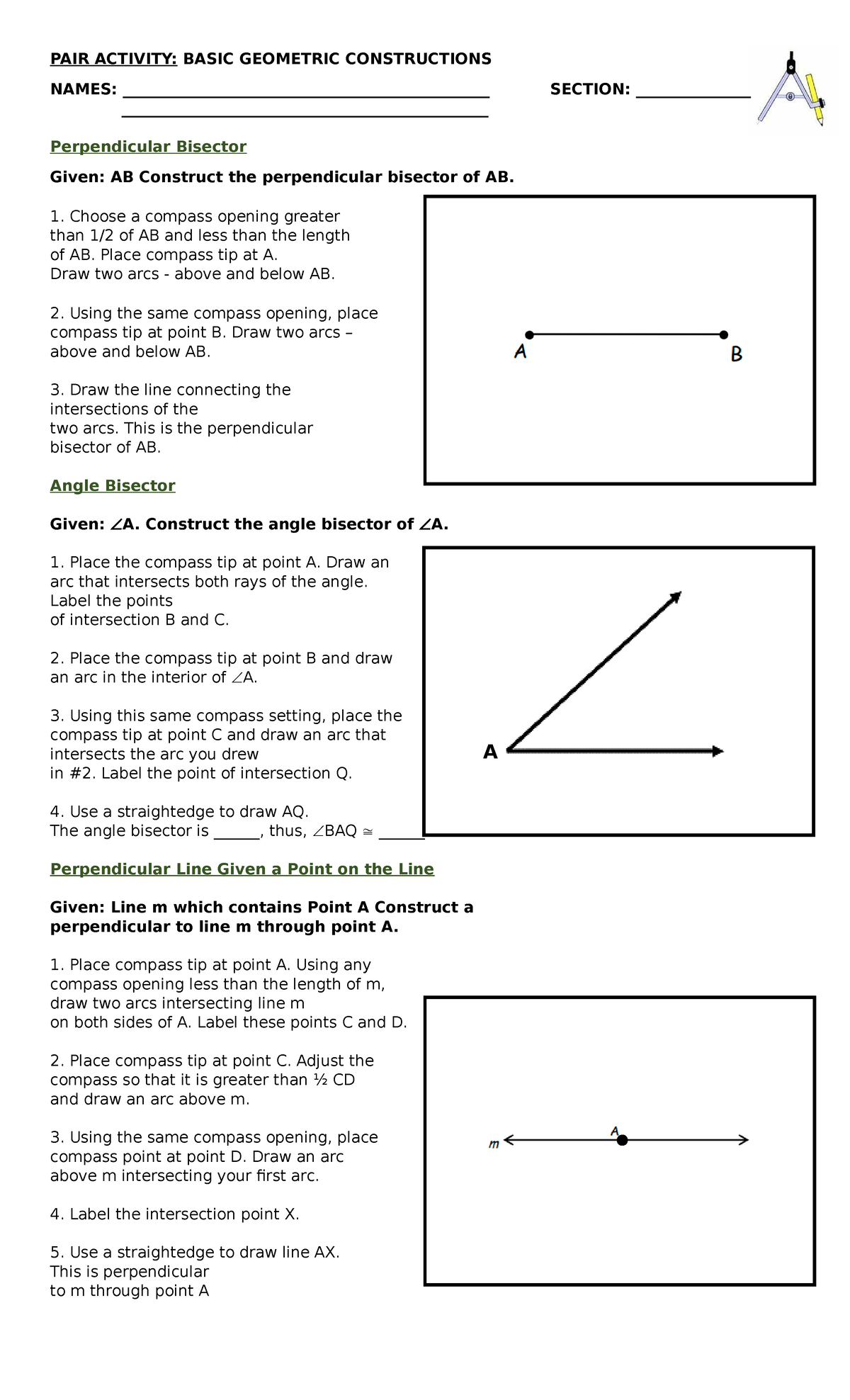 PAIR Activity Basic Geometric Constructions - PAIR ACTIVITY: BASIC ...