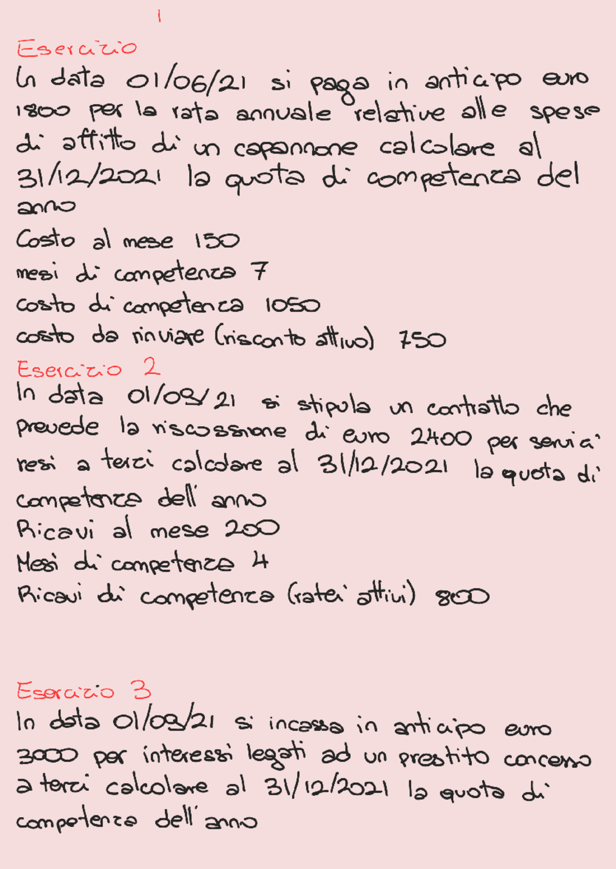 Esercizi su Ratei e Risconti - Economia aziendale - Studocu