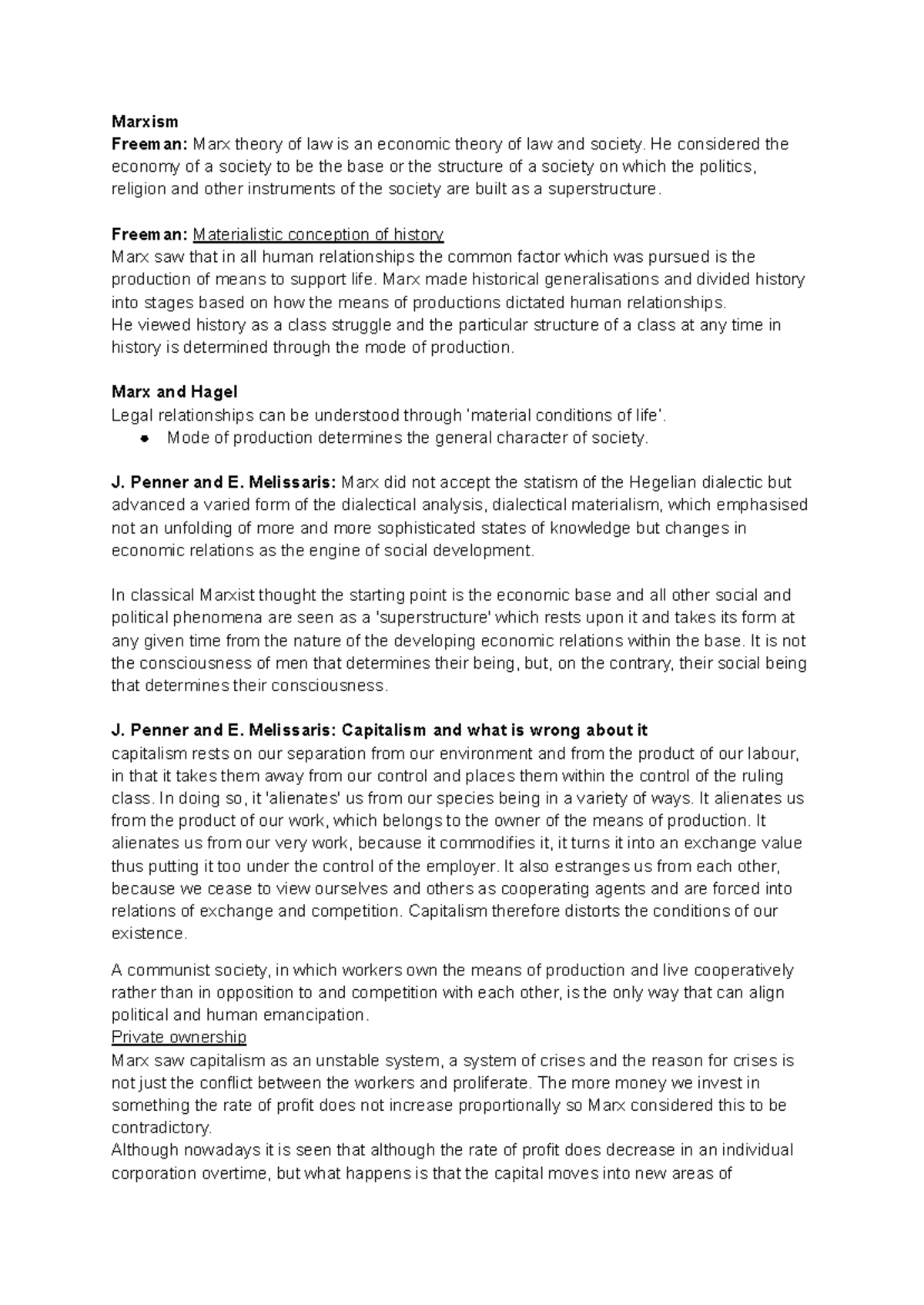 Marxism and Marxist Legal theory - Marxism Freeman: Marx theory of law ...