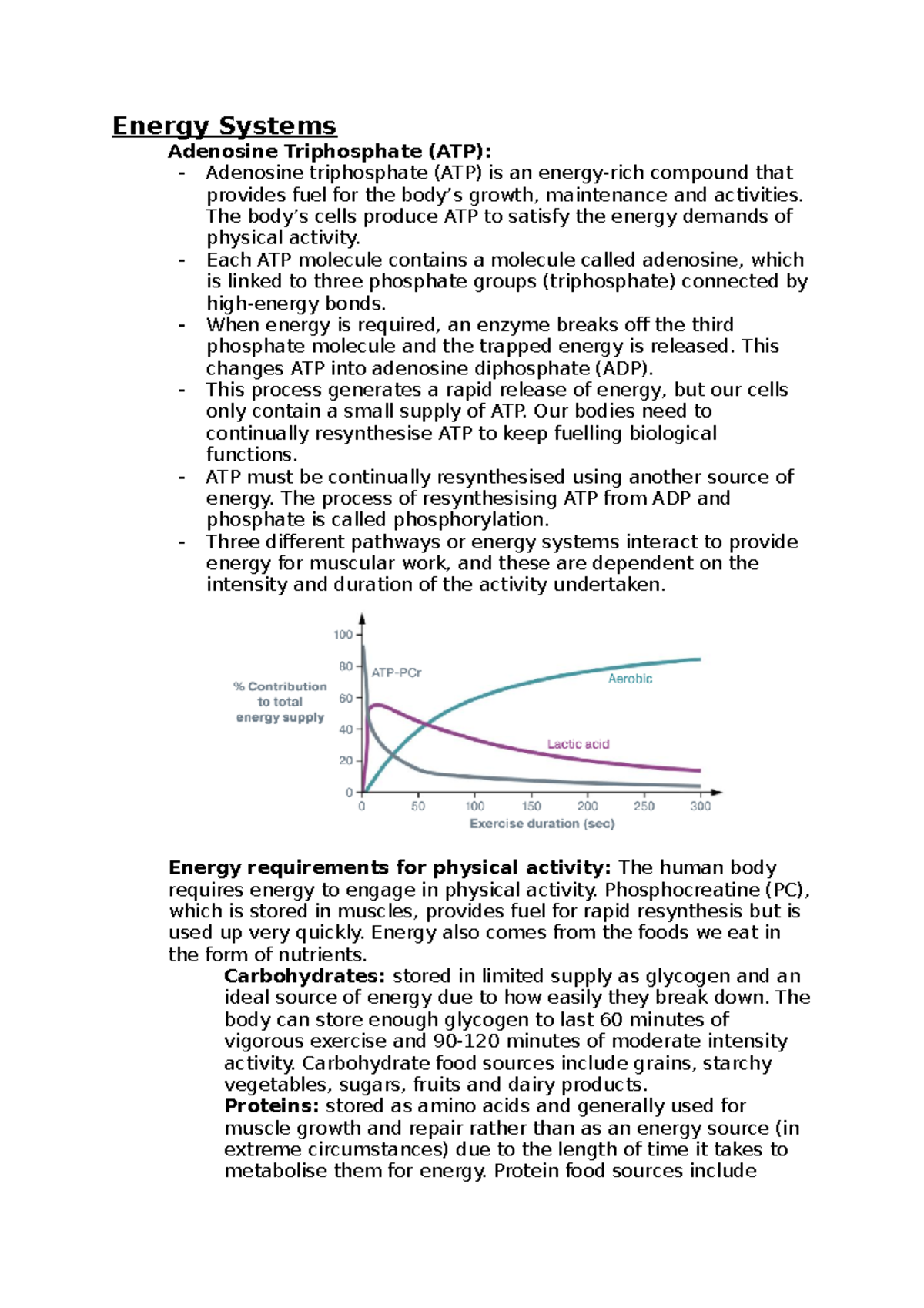 Unit 4 Revision - Unit 4 Notes PE - Energy Systems Adenosine ...