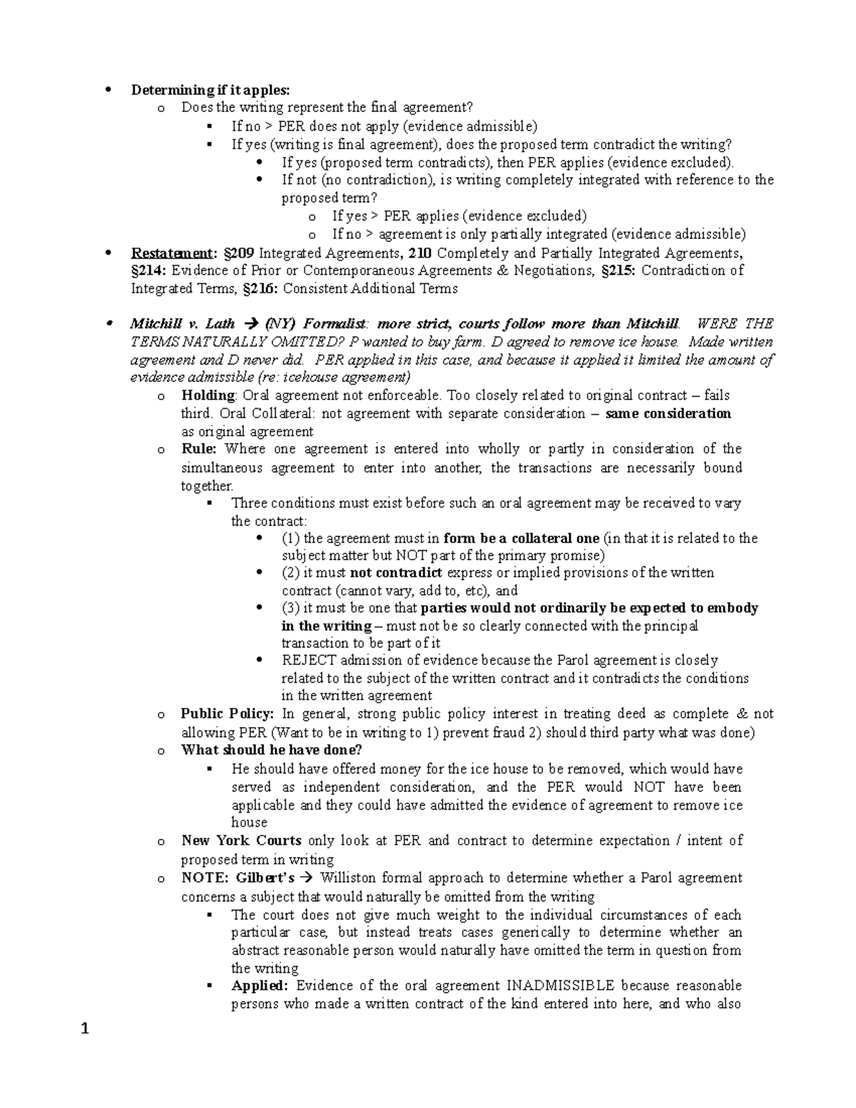 Contracts Law Outline - 3 - Determining if it apples: o Does the ...