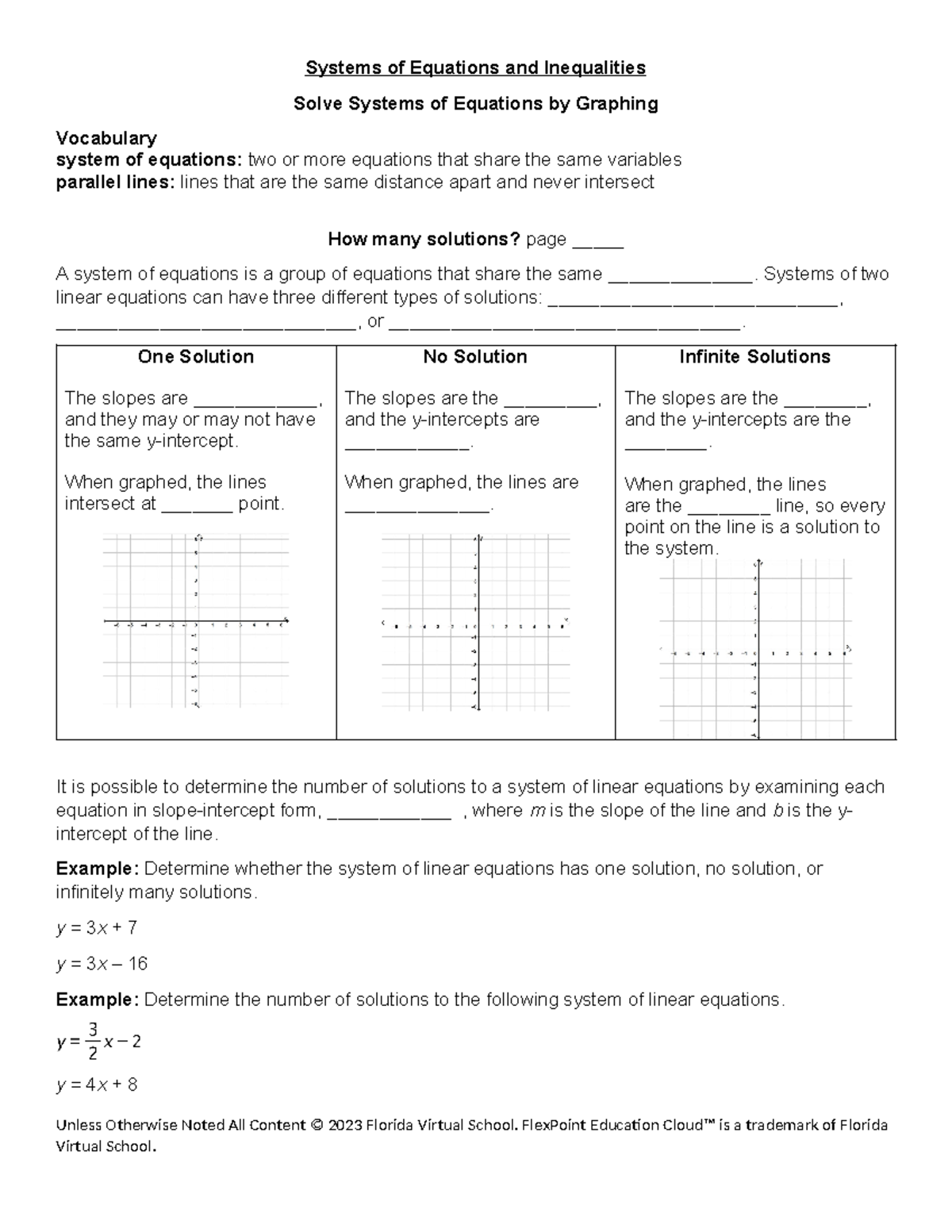 Systems of equations and inequalities flvs - Systems of Equations and ...
