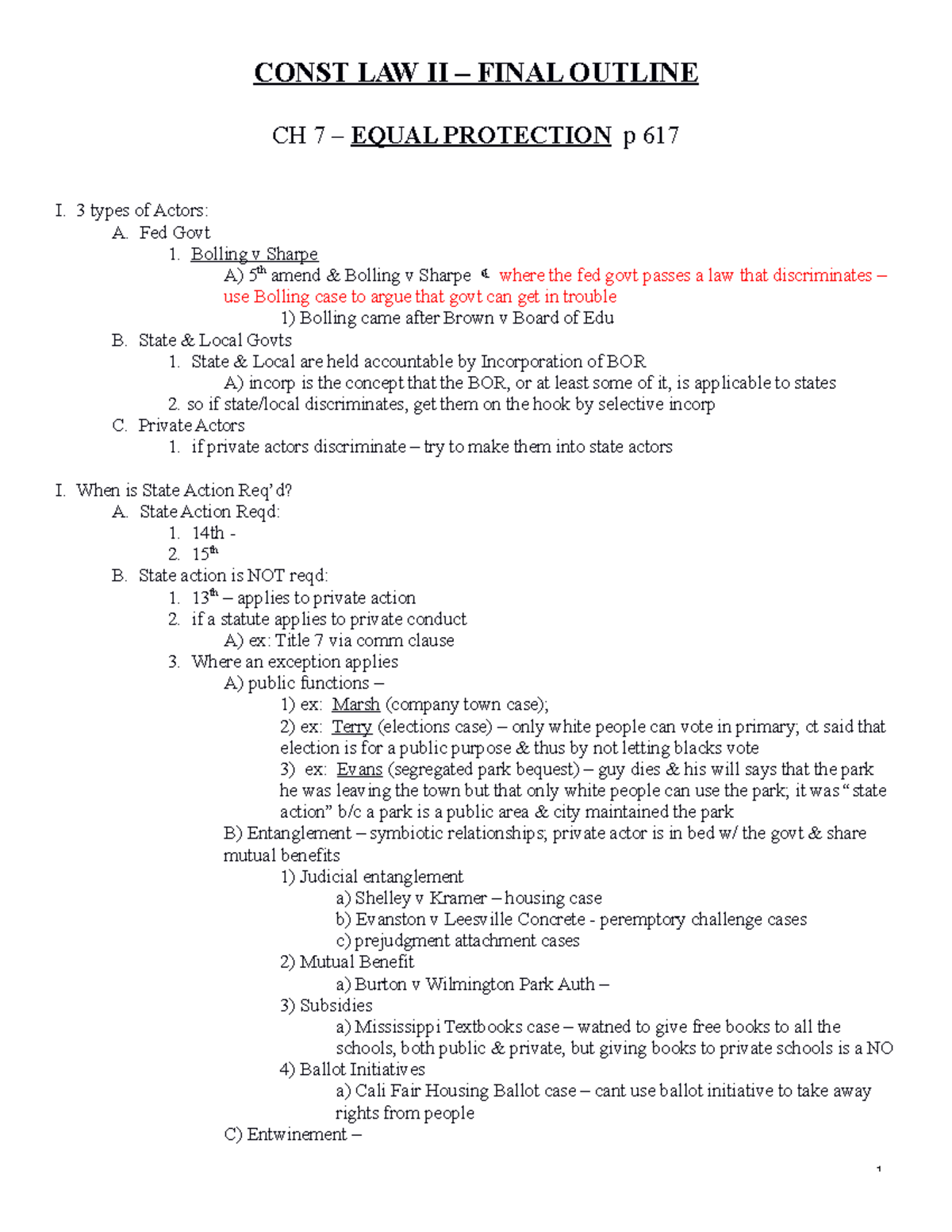 Constitutional-law-iidoc - CONST LAW II – FINAL OUTLINE CH 7 – EQUAL ...
