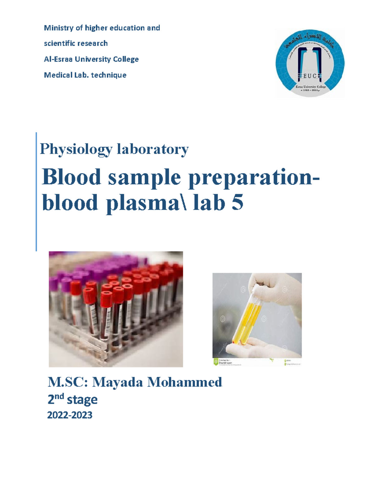 Blood sample preparation - Ministry of higher education and scientific ...