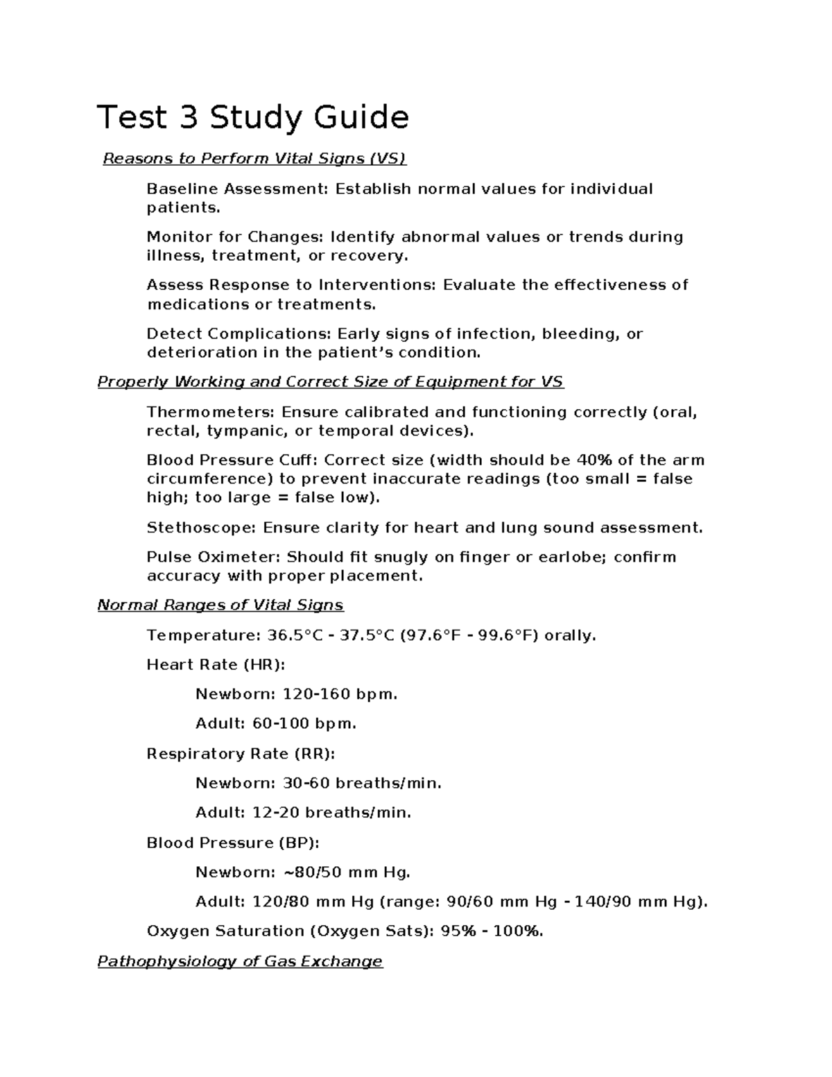 Test 3 study guide ch 19 VS - Test 3 Study Guide Reasons to Perform ...