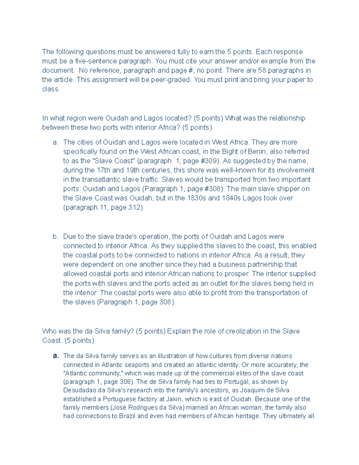 History-20 questions - The following questions must be answered fully ...