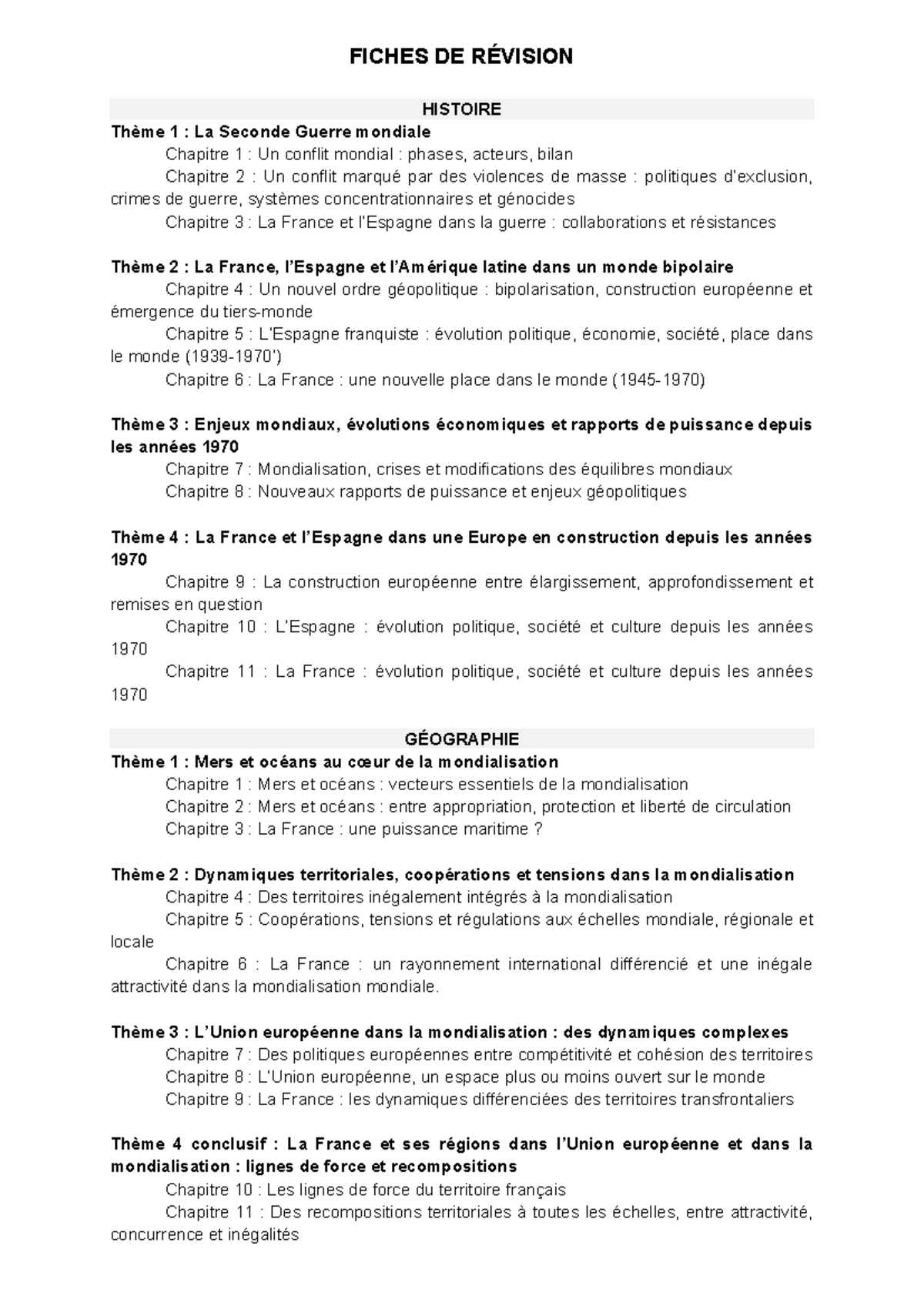 Fiche de révision complète - FICHES DE RÉVISION HISTOIRE Thème 1 : La ...