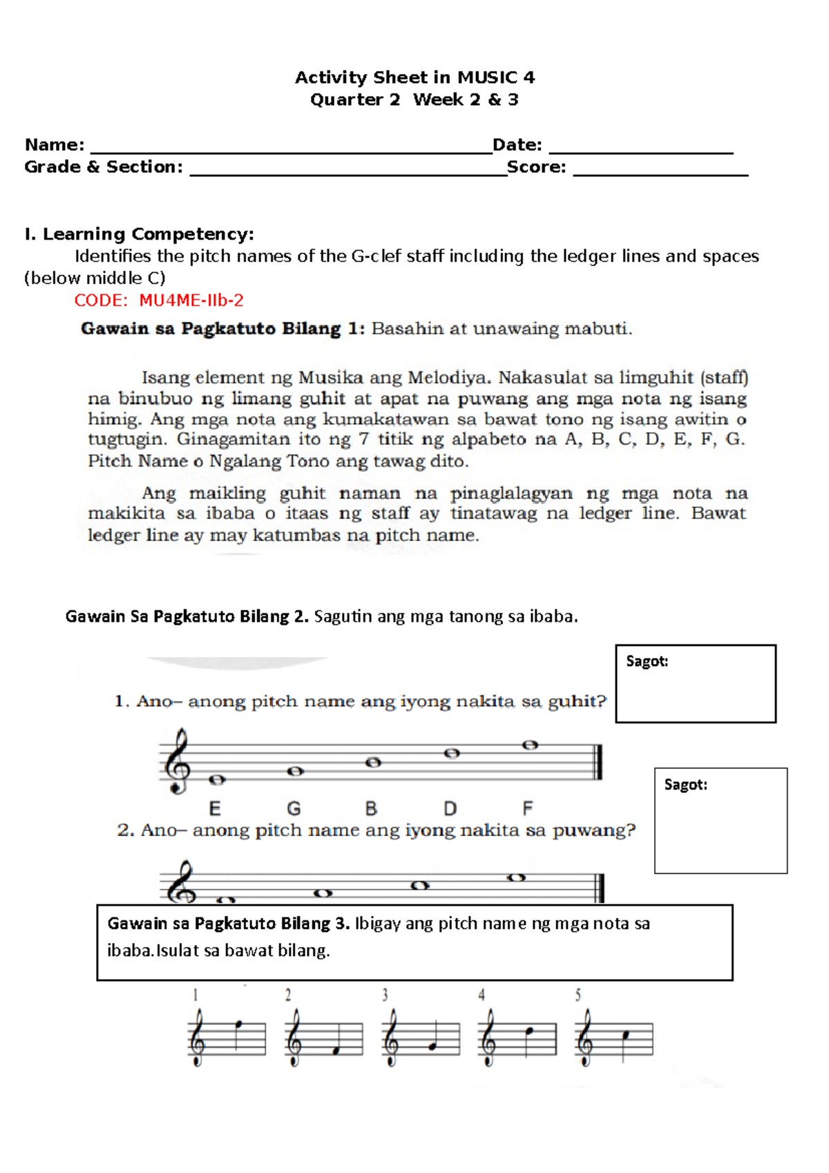 Activity Sheet in Music 4 Q2 - Activity Sheet in MUSIC 4 Quarter 2 Week ...