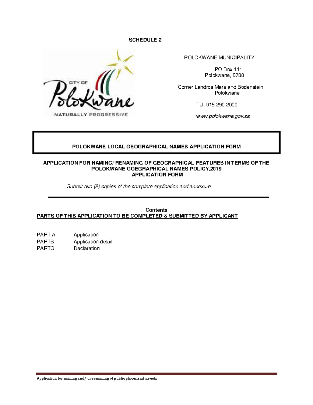 Polokwane Local Geographical Names Application Forms - Application for ...