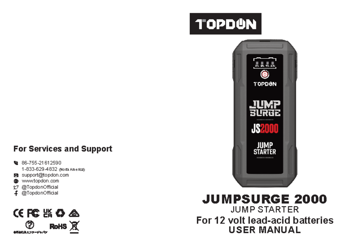 Jump Surge 2000 User Manual V2 - USER MANUAL JUMPSURGE 2000 For 12 volt ...
