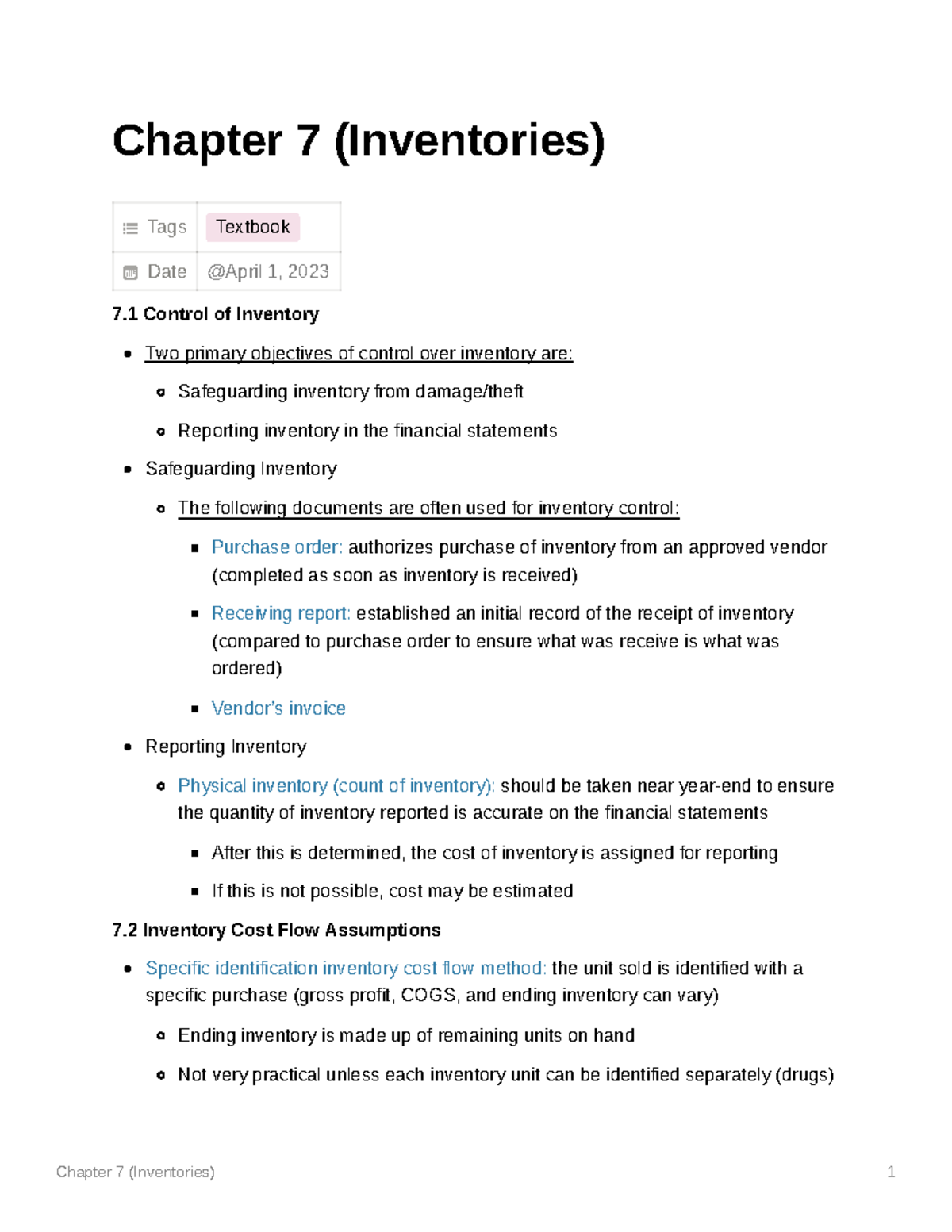 Inventories Summary - Chapter 7 (Inventories) Tags Textbook Date 7 ...