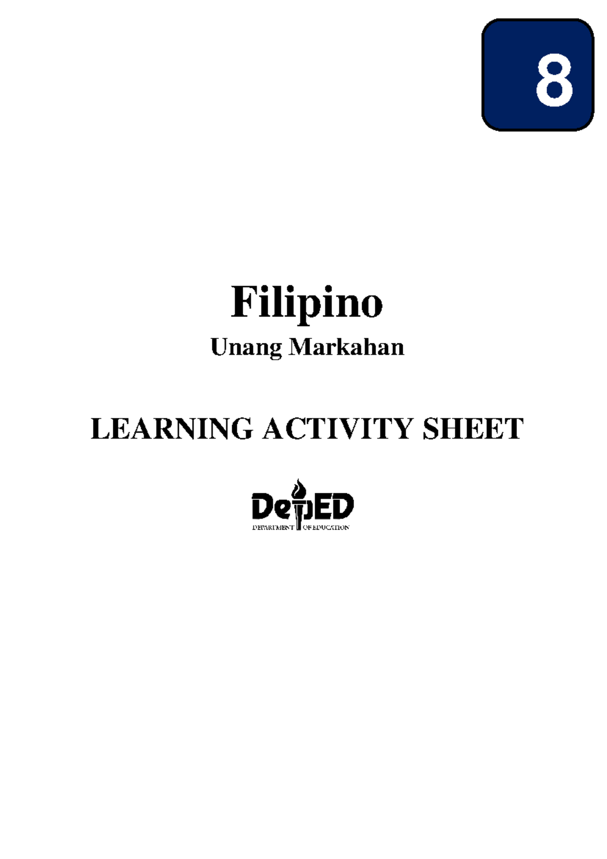 Unang Linggo Grade 8 - notes - 8 Filipino Unang Markahan LEARNING ...