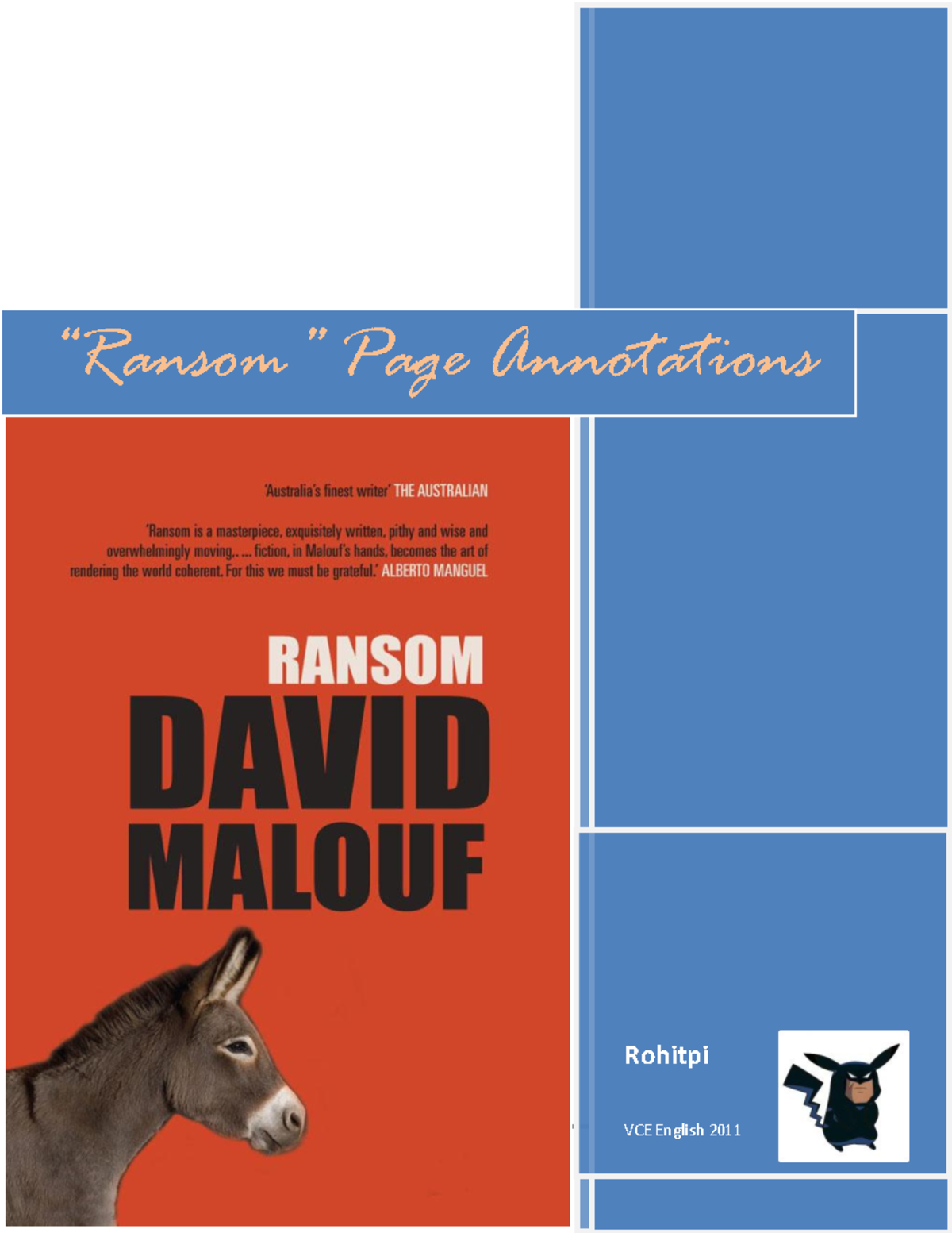 Ransom Page Annotations - 1 Rohitpi VCE English 2011 “Ransom” Page ...