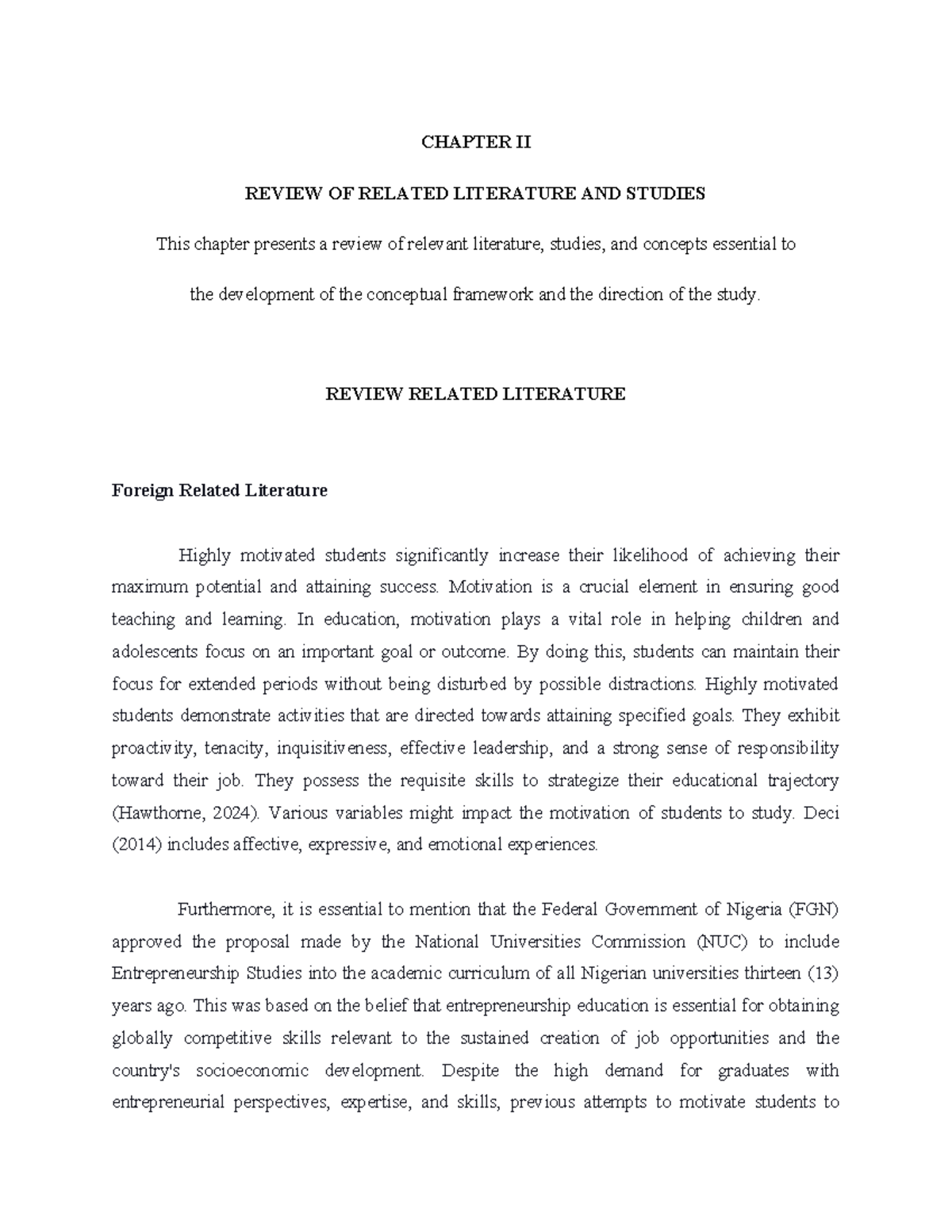 Chapter 2 - Motivation - RESEARCH - CHAPTER II REVIEW OF RELATED ...